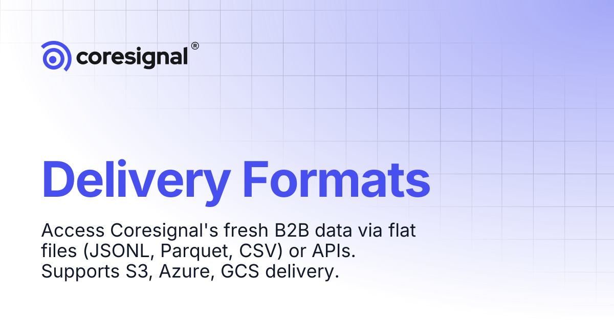 Delivery Formats | Coresignal Docs